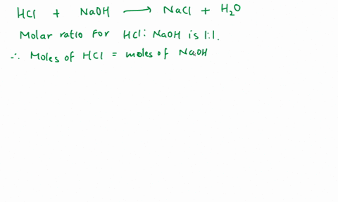 SOLVED:A 50.00-mL sample of hydrochloric acid of unknown concentration was neutralized by 47.35 ...