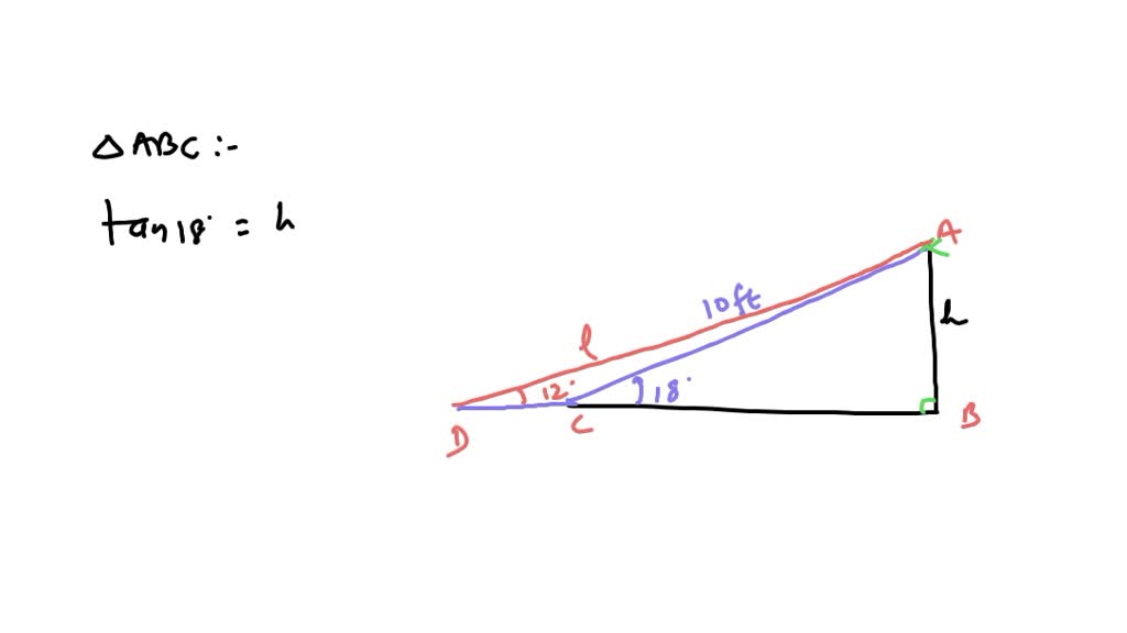 SOLVED: A loading ramp 10 feet long that makes an angle of 18^∘ with ...