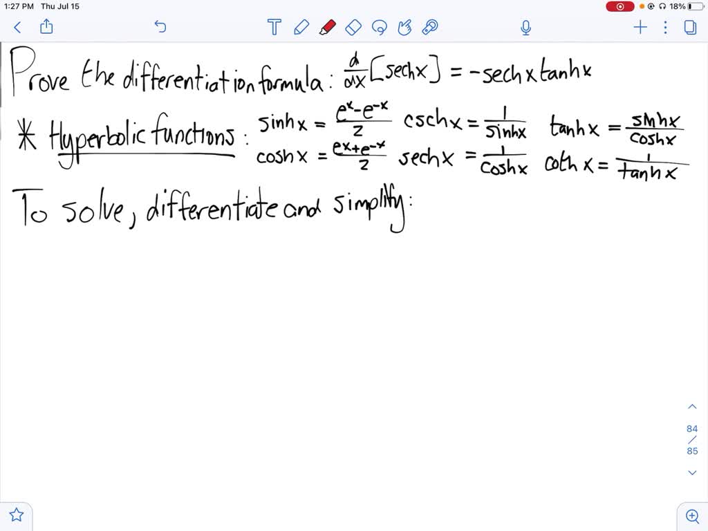 SOLVED:'sech'(#) (Hint: break up into sech" () sech? ( (). use an ...