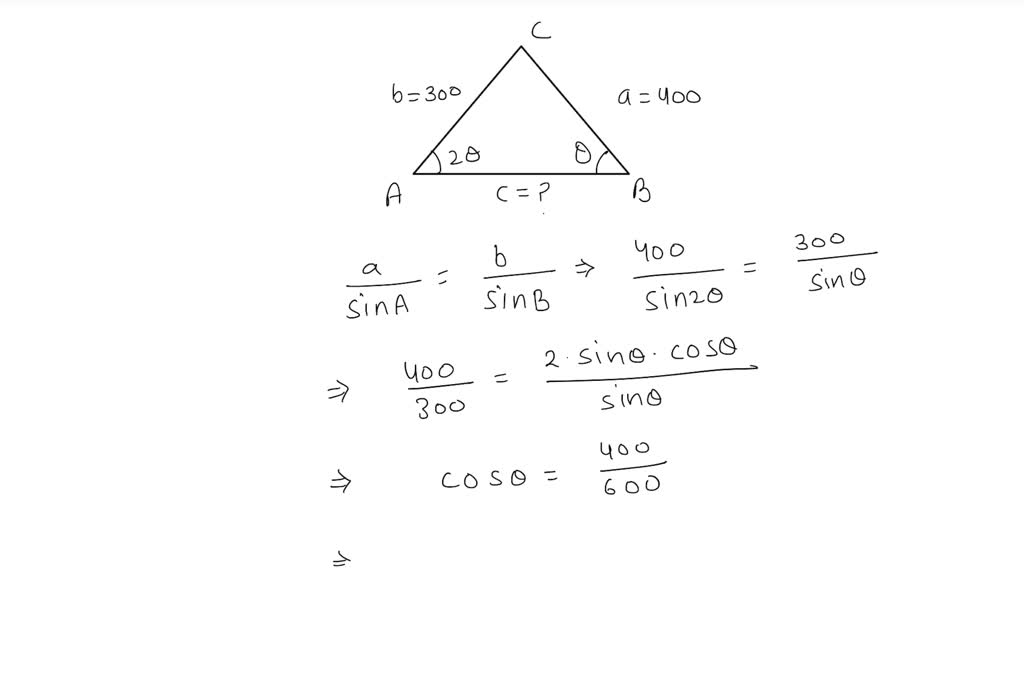 SOLVED: In Exercises 43–44, use the given measurements to solve the following triangle. Round ...