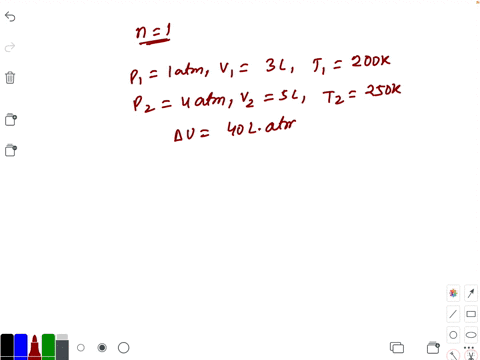 SOLVED:One mole of a non-ideal gas undergoes a change of state from (1.0 atm, 3.0 L, 200 K) to ...