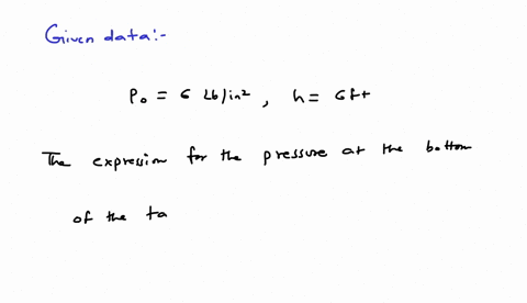 SOLVED: A closed tank is partially filled with glycerin. If the air pressure in the tank is 6 lb ...