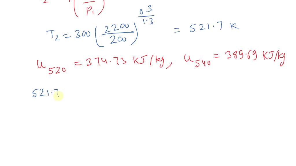 SOLVED:Air goes through a polytropic process with n=1.3 in a piston ...