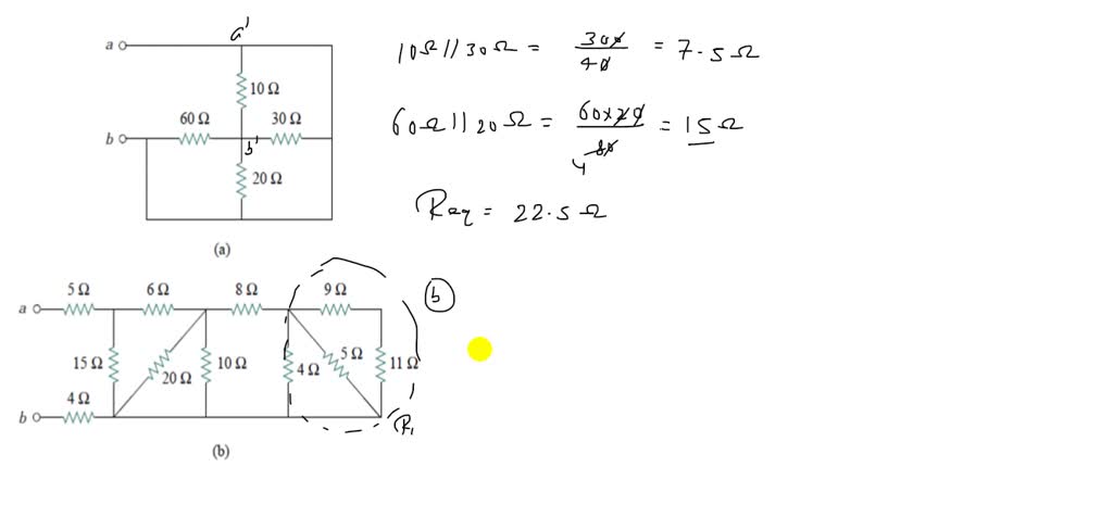 Obtain the equivalent resistance at the terminals a-b for each of the ...