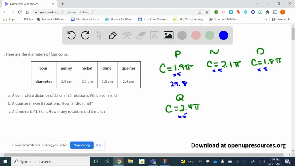 SOLVED:Here are the diameters of four coins: \begin{array}{|c|c|c|c|c|} \hline \text { coin ...