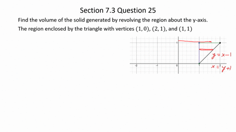 SOLVED:In Exercises 23-28, find the volume of the solid generated by revolving the region about ...
