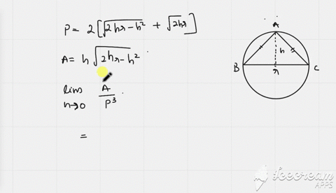 ⏩SOLVED:In a circle of radius r, an isosceles triangle A B C is… | Numerade