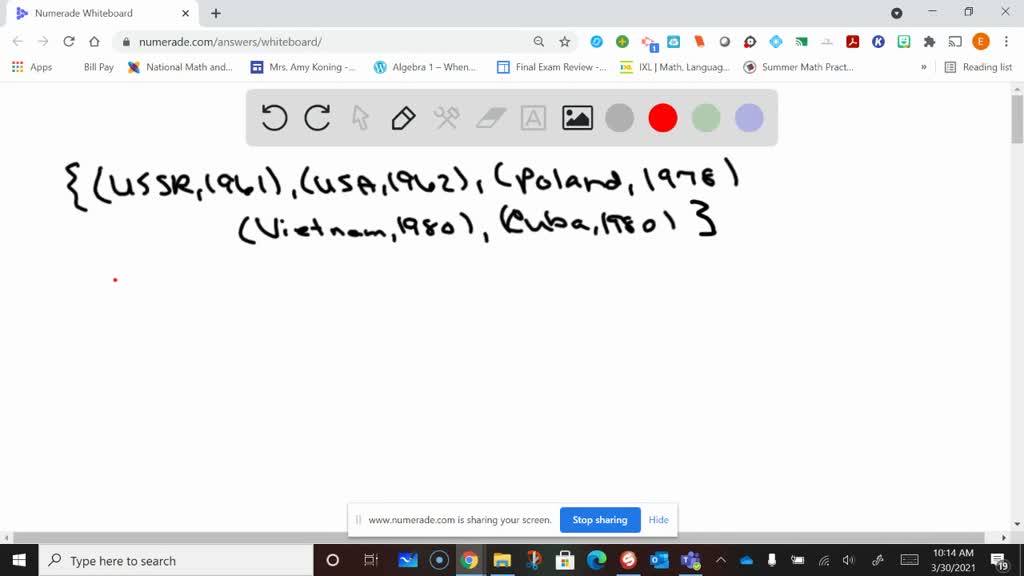 Solved A Write The Relation As A Set Of Ordered Pairs B Determine The Domain And Range