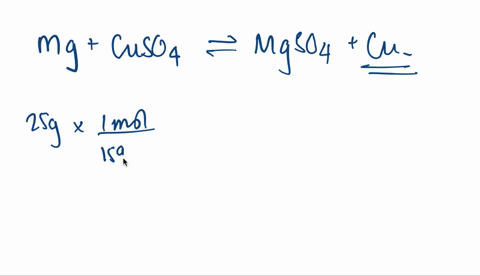 SOLVED: Magnesium displaces copper from a dilute solution of copper(II ...