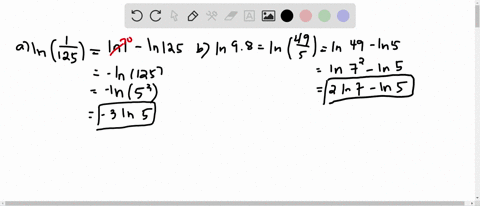 Express the following logarithms in terms of ln5 and ln7 . a. ln(1 / ...