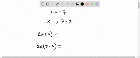 SOLVED:The sum of two numbers is seven. Twice one number is four less than the other number ...