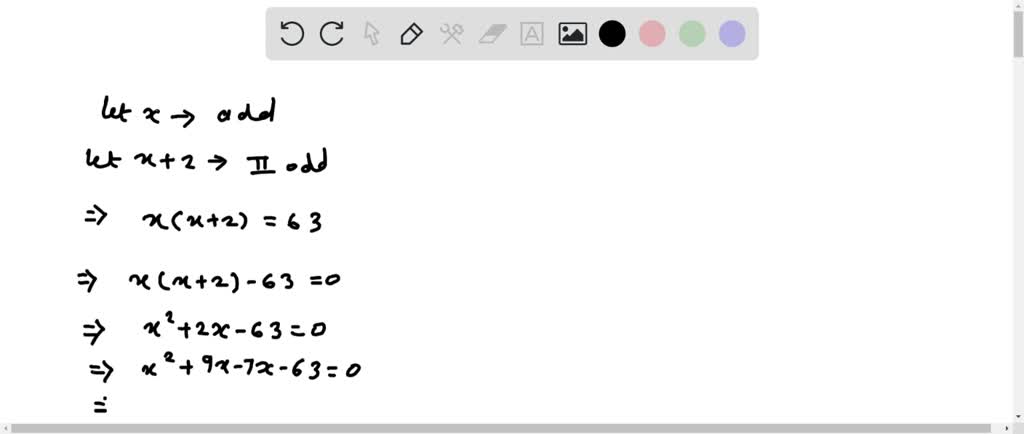 SOLVED:The product of two consecutive odd integers is sixty-three. Find ...