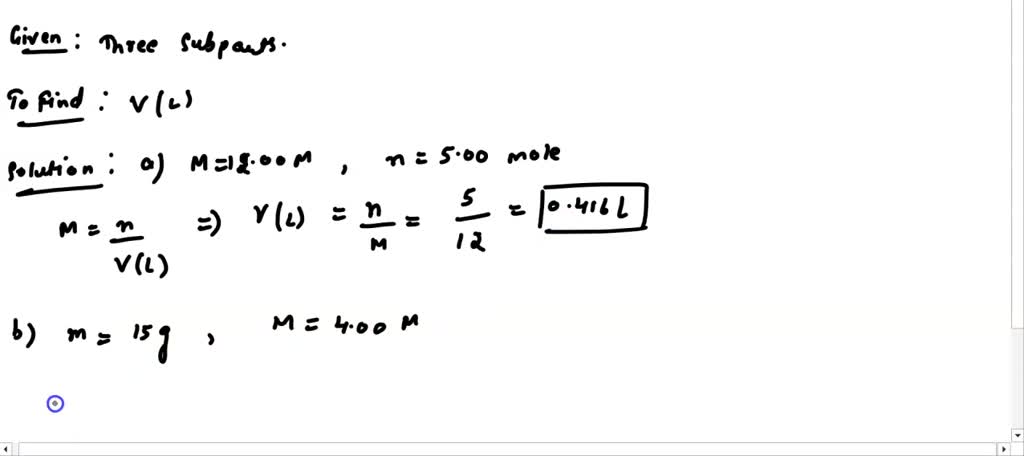 ⏩SOLVED:Calculate the volume, in liters, for each of the following ...