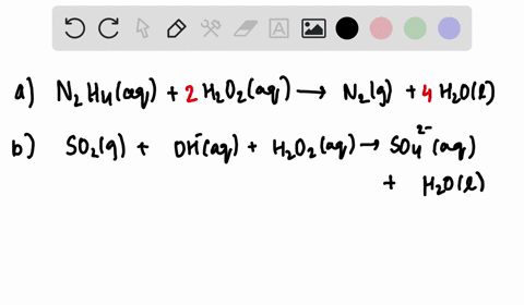 SOLVED:Hydrogen peroxide is capable of oxidizing (a) hydrazine to N2 ...