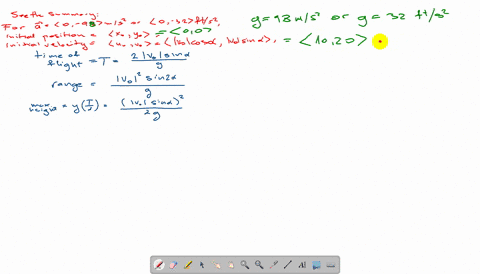 SOLVED:Trajectory properties Find the time of flight, range, and maximum height of the following ...