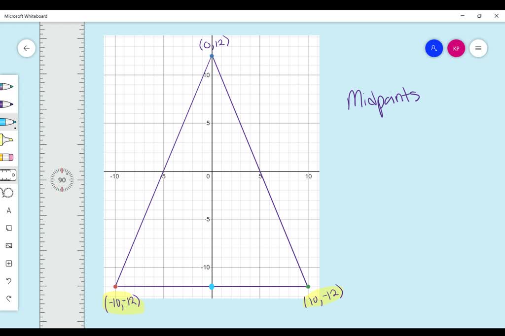 SOLVED:Given the isosceles triangle formed by the vertices (-10,-12),(0 ...