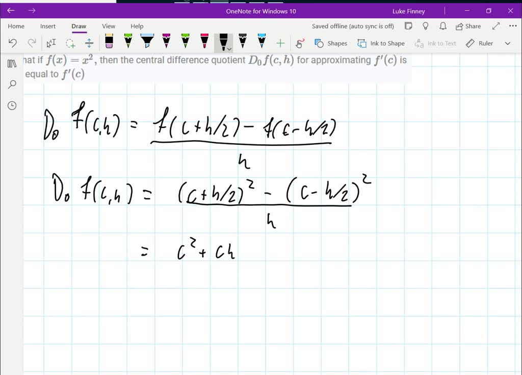 Solved Derive The Central Difference Approximation For F X Accurate To 𝒪 H 4 By Applying