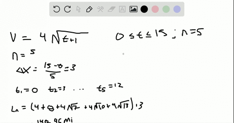 SOLVED:Approximating displacement The velocity of an object is given by the following functions ...