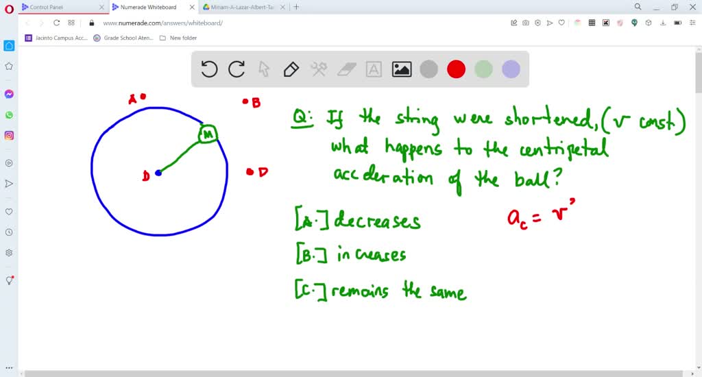 SOLVED:If the string is shortened while the speed of the ball remains ...