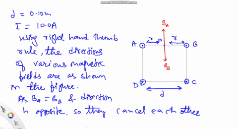 Find the magnetic field at the center of the square. | Numerade