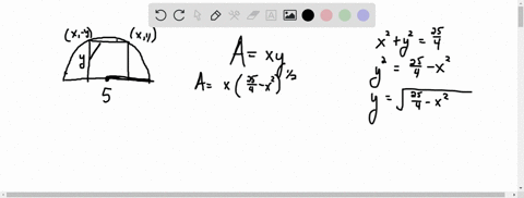 SOLVED: A rectangle is constructed with its base on the diameter of a semicircle with radius 5 ...