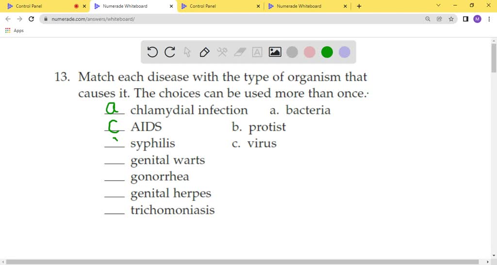 SOLVED:Match the following etiological agents with their respective ...