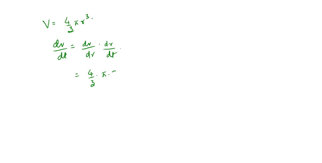 SOLVED:The volume of a spherical cell is given by V=(4)/(3) πr^3, where ...