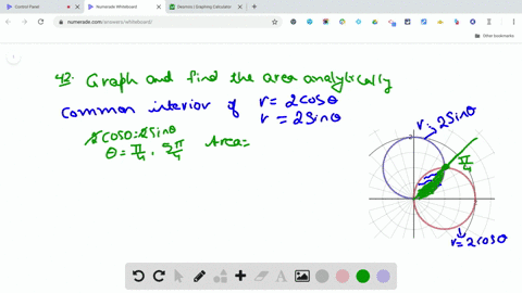 SOLVED:Finding the Area of a Polar Region Between Two Curves In Exercises 37-44 , use a graphing ...