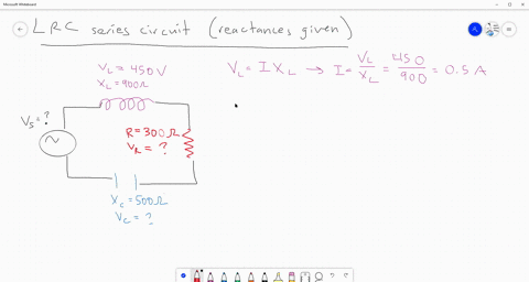 SOLVED:An L-R-C series circuit has R=300 Ω. At the frequency of the source, the inductor has ...
