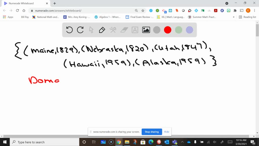 Solved A Write The Relation As A Set Of Ordered Pairs B Determine The Domain And Range
