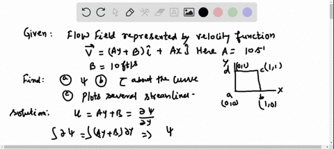 SOLVED:Consider the velocity field given by V⃗=A x^2 î+B x y ĵ, where A ...