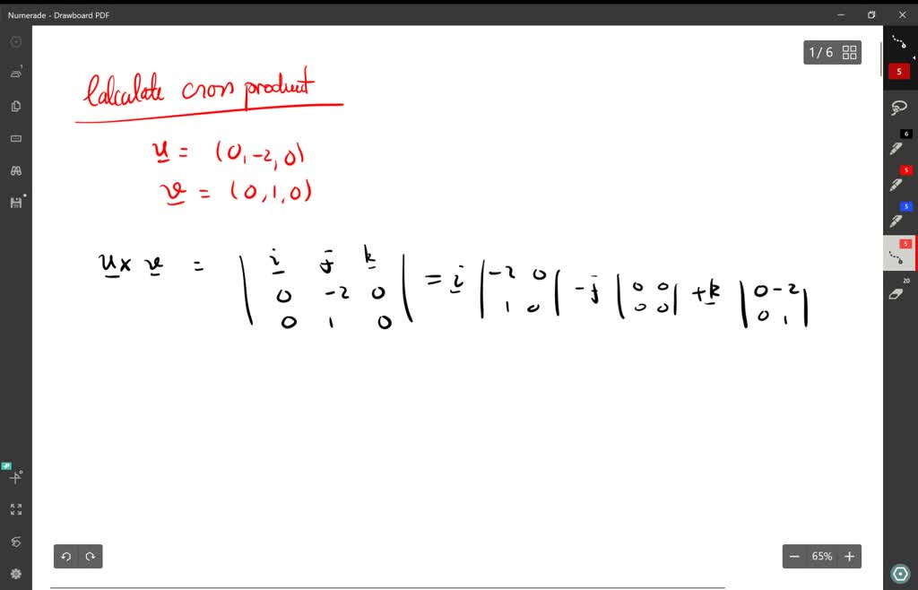 Two perpendicular vectors 𝐔 and 𝐕 lie in the x-y plane. The vector 𝐔=6 ...