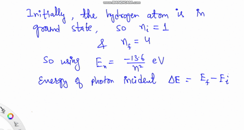 A hydrogen atom initially in the ground state absorbs a photon, which ...