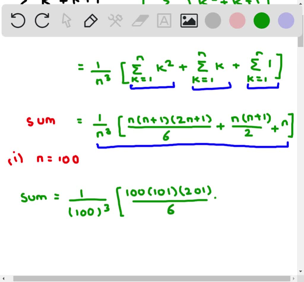 SOLVED:Find a formula for each of the sums, and then use these formulas to calculate each sum ...