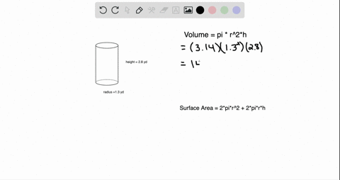 SOLVED:Find a the volume and b the surface area of the cylinder with ...