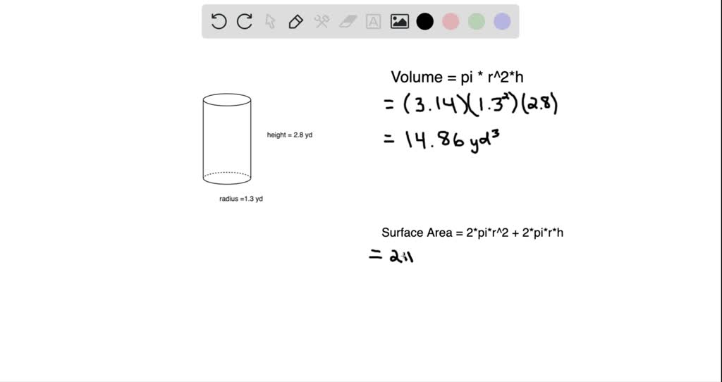 SOLVED:Find a the volume and b the surface area of the cylinder with ...