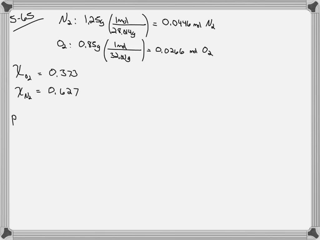 SOLVED:A gas mixture contains 1.25 g N2 and 0.85 gO2 in a 1.55 L container at 18^∘ C . Calculate ...