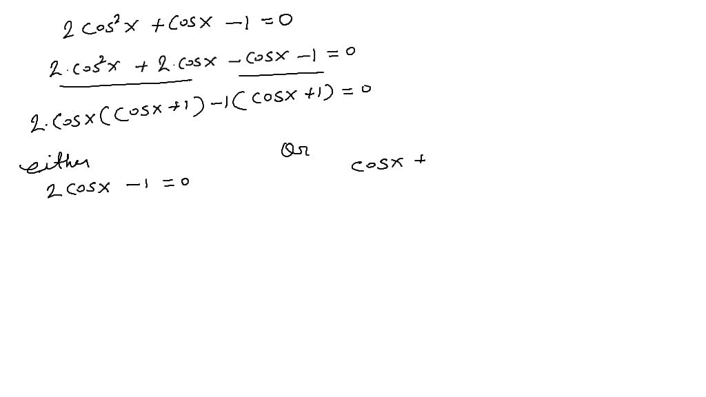 SOLVED:Solving a Trigonometric Equation Solve the equation. 2 cos^2 x ...