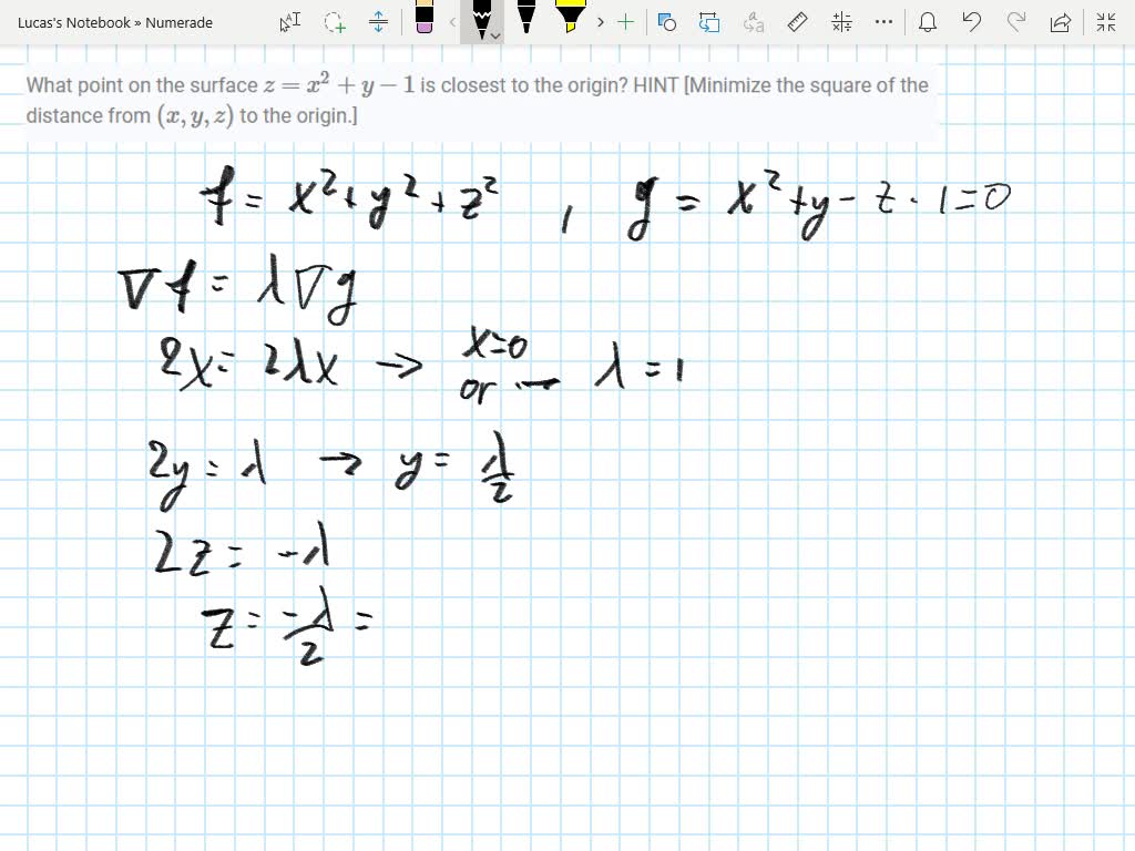 SOLVED:The equation of a plane or surface is given. Find the first-octant point P(x, y, z) on ...
