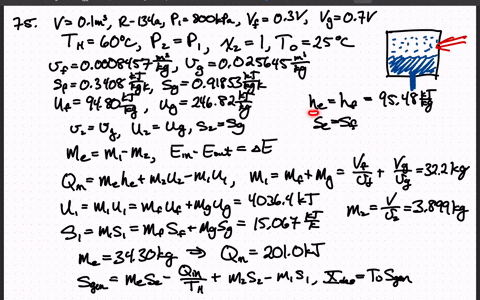 A 0.1-m^3 rigid tank contains saturated refrigerant134 a at 800 kPa. Initially, 30 percent of ...