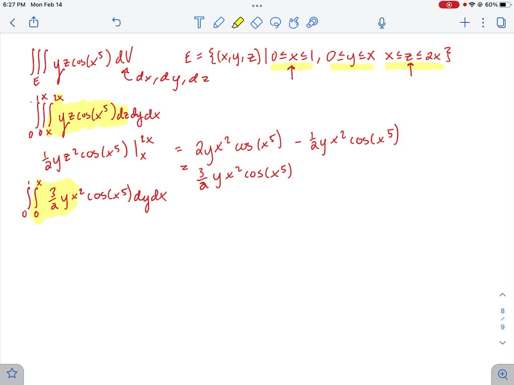 VIDEO solution:Evaluate the triple integral. ∭E y z cos(x^3) d V, where ...