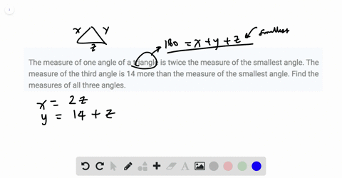 SOLVED:The measure of one angle of a triangle is 28 more than the ...