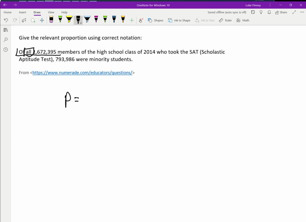 Give the relevant proportion using correct notation. Of all 1,672,395 members of the high school ...