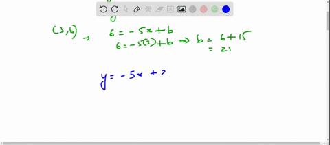 SOLVED:A line with a slope of -5 passes through the point (3,6) Find ...