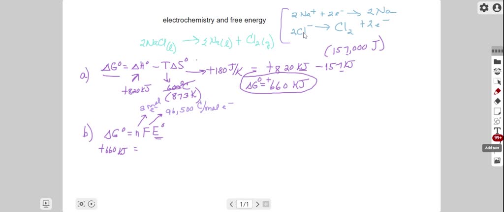 SOLVED:In a Downs cell, molten NaCl is electrolyzed to sodium metal and ...