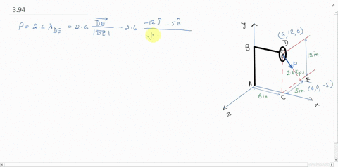 SOLVED: A 2.6 -kip force is applied at point D of the cast-iron post ...