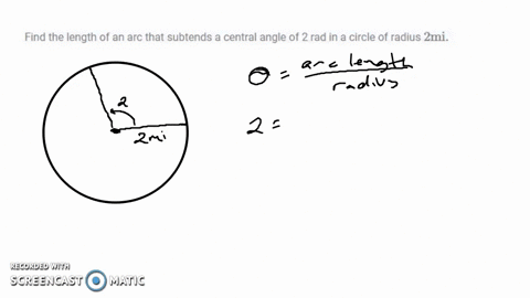 SOLVED:Find the length of an arc that subtends a central angle of 2 rad ...