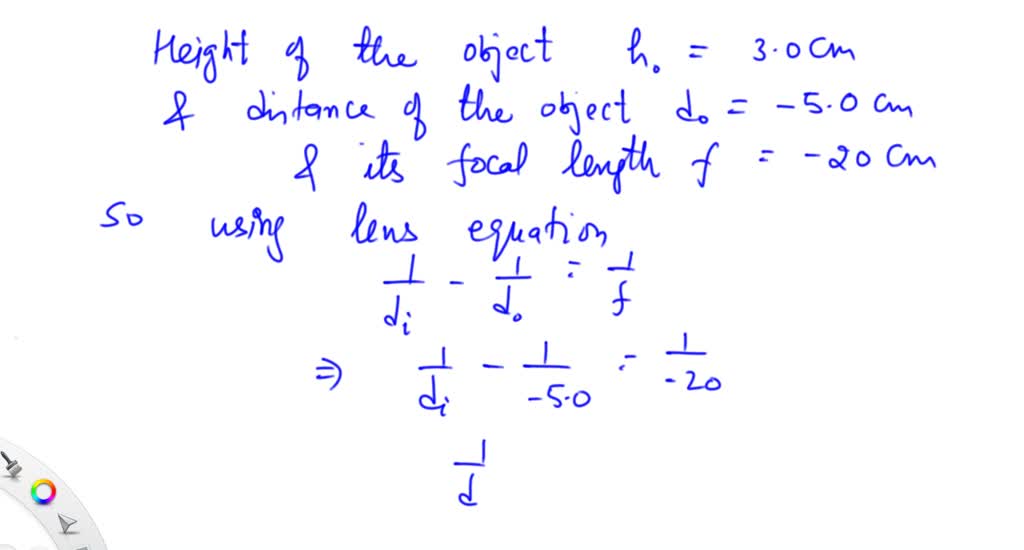 SOLVED: An object of height 3.0 cm is placed at 5.0 cm in front of a diverging lens of focal ...