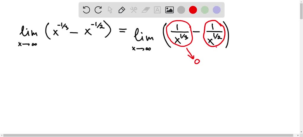 SOLVED:Calculate each limit in Exercises. limx →∞(x^-1 / 3-x^-1 / 2)