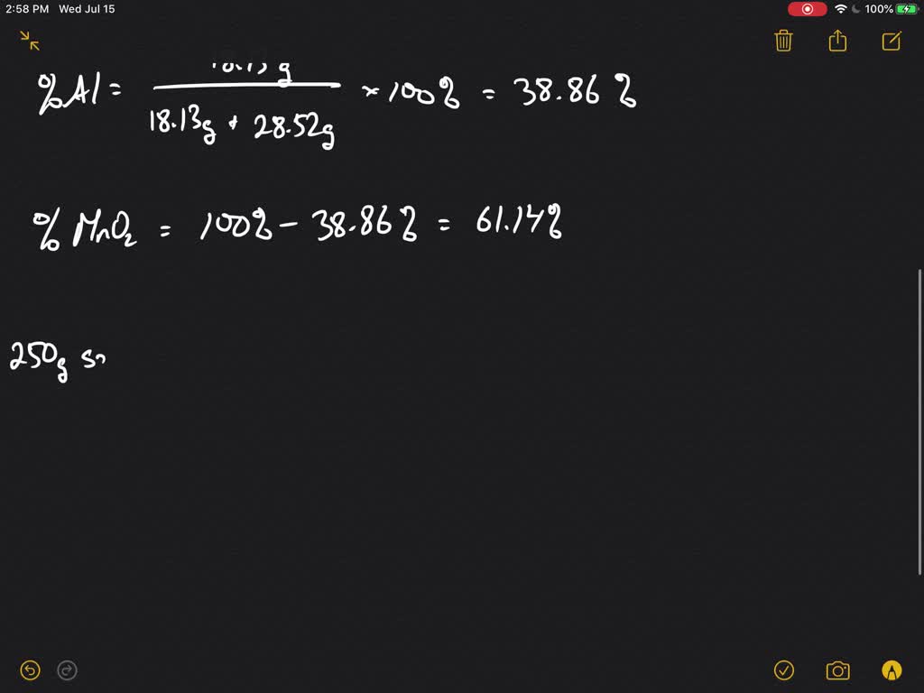 Metallic aluminum reacts with MnO2 at elevated temperatures to form ...